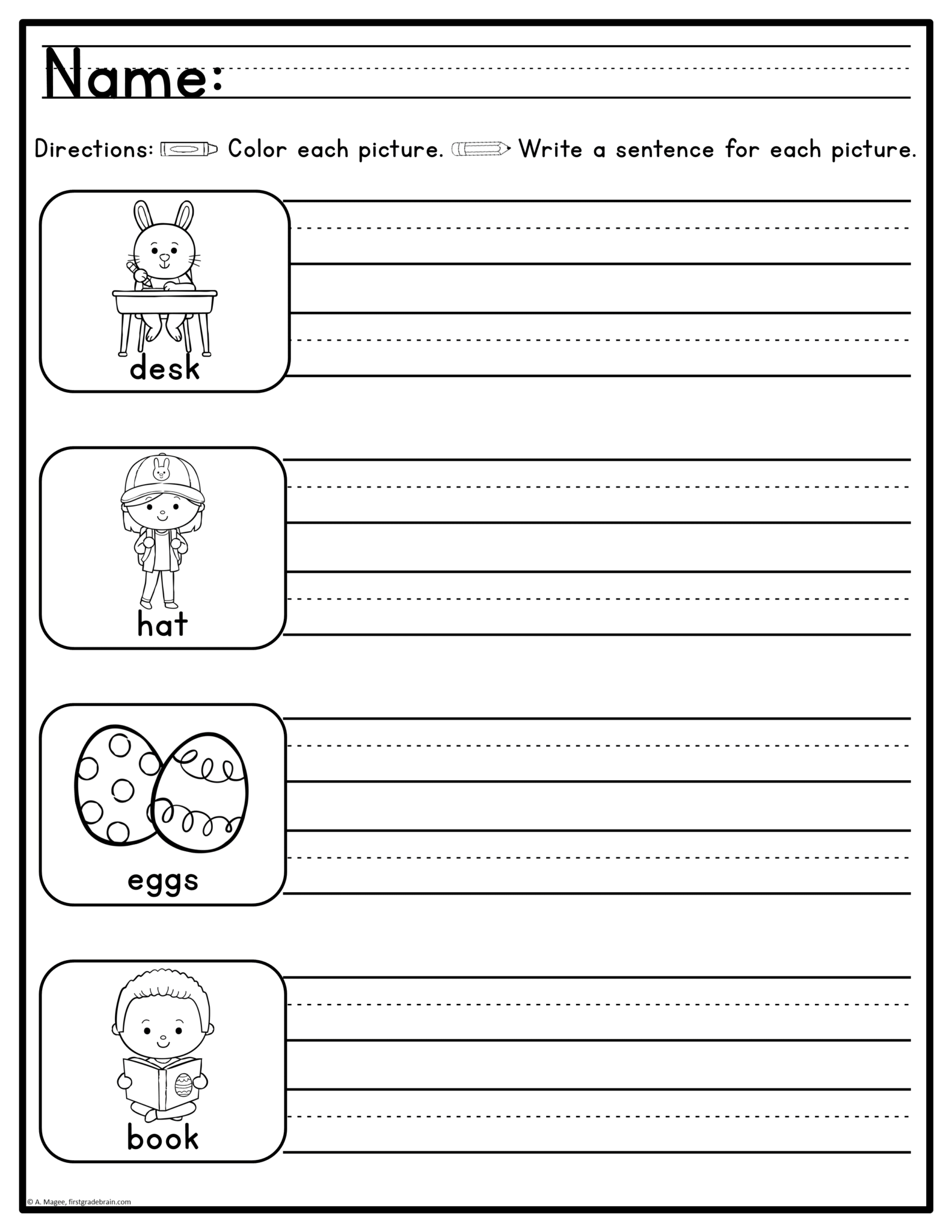 Simply Sentences - Easter - No Prep Sentence Writing Center or Practice ...