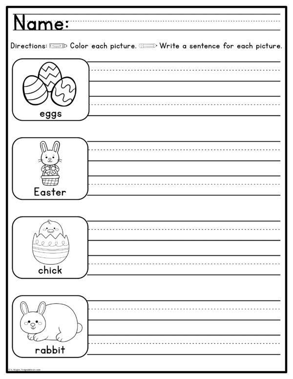 Simply Sentences - Easter - No Prep Sentence Writing Center or Practice ...