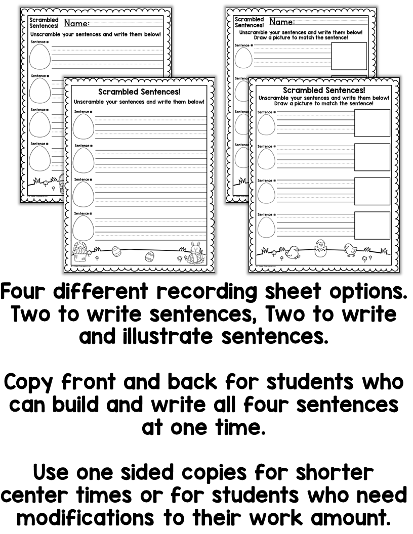 Easter Scrambled Sentences Center | Made By Teachers