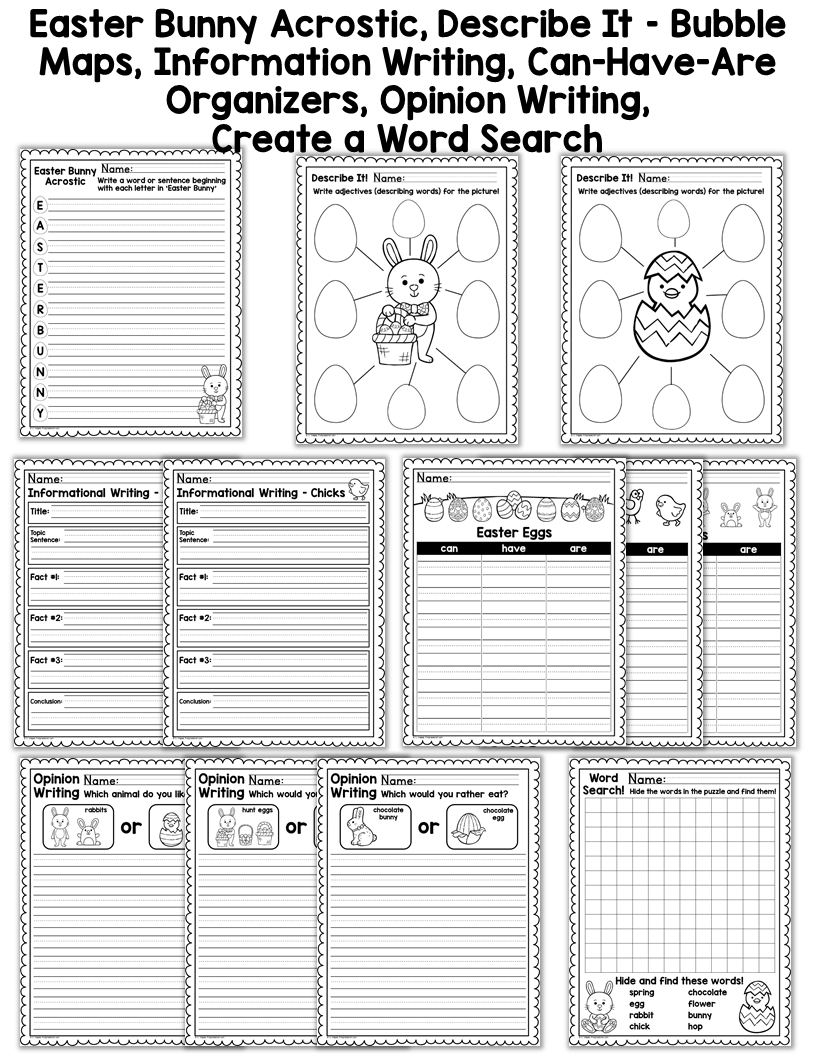 Easter Writing Activities for centers, small groups, whole class, sub ...