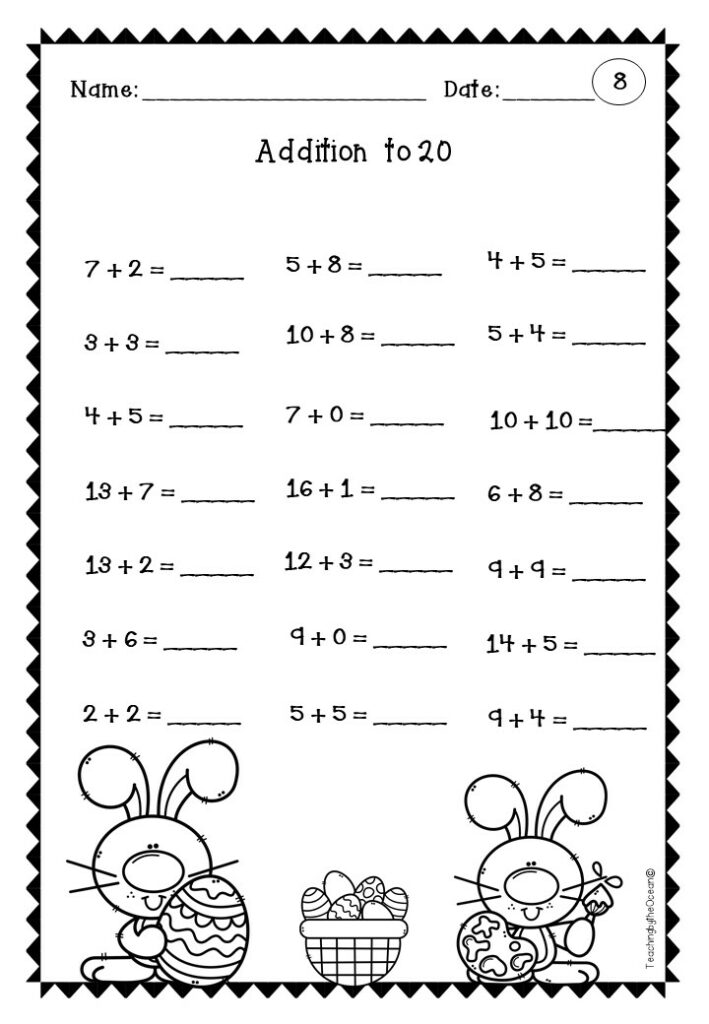 Addition to 20 Fact Fluency Worksheets - Easter Themed - Made By Teachers