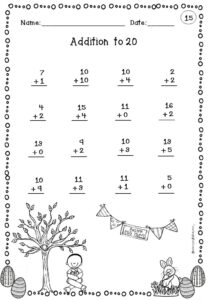 Addition to 20 Fact Fluency Worksheets - Easter Themed - Made By Teachers