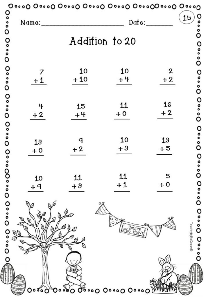 Addition to 20 Fact Fluency Worksheets - Easter Themed - Made By Teachers