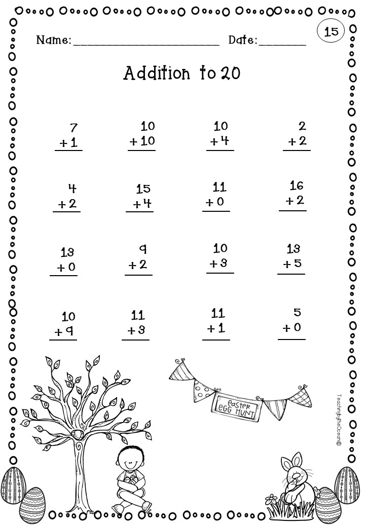 Addition to 20 Fact Fluency Worksheets - Easter Themed - Made By Teachers