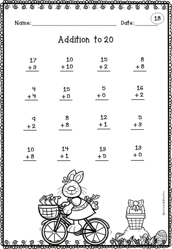 Addition to 20 Fact Fluency Worksheets - Easter Themed - Made By Teachers