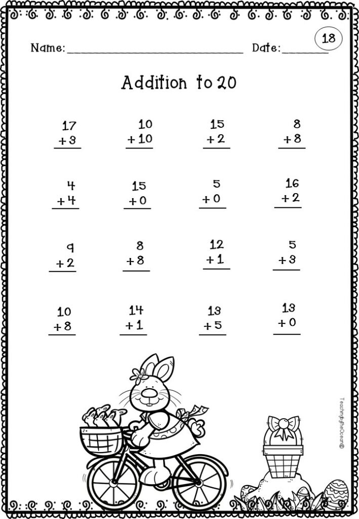 Addition to 20 Fact Fluency Worksheets - Easter Themed - Made By Teachers