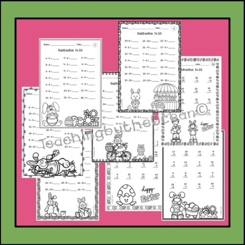 Easter Subtraction to 20 Fact Fluency Worksheets | Made By Teachers
