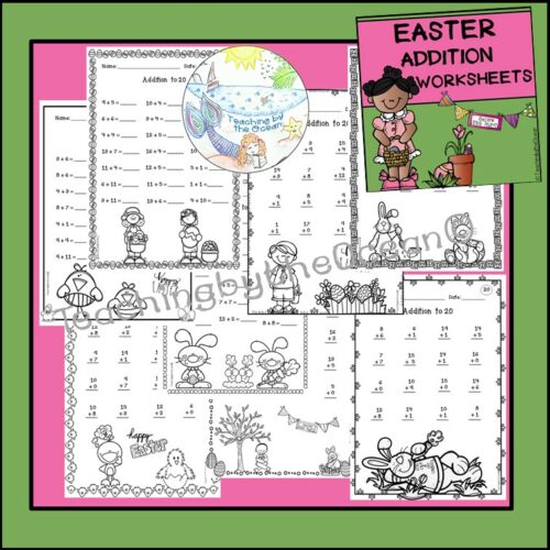 Addition and Subtraction to 20 Fact Fluency Worksheets - Easter | Made ...