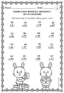 Adding 2 Digit Numbers Worksheets - Easter - Made By Teachers