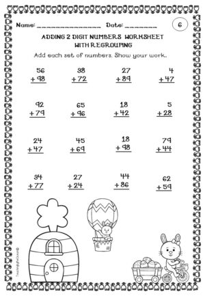 Adding 2 Digit Numbers Worksheets - Easter - Made By Teachers