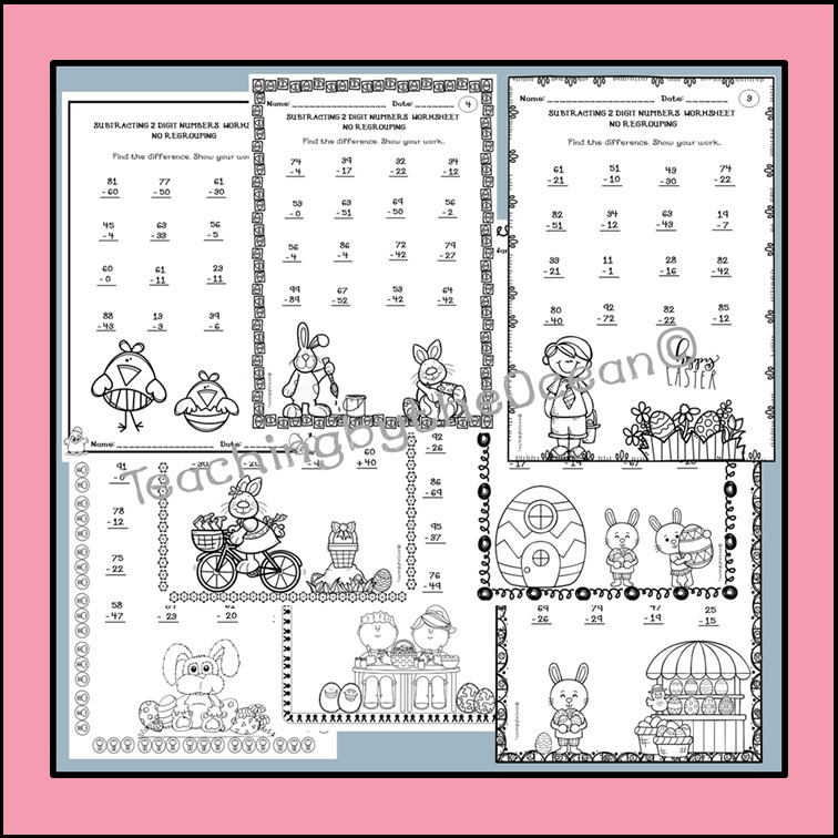 Subtracting 2 Digit Numbers Worksheets - Easter | Made By Teachers
