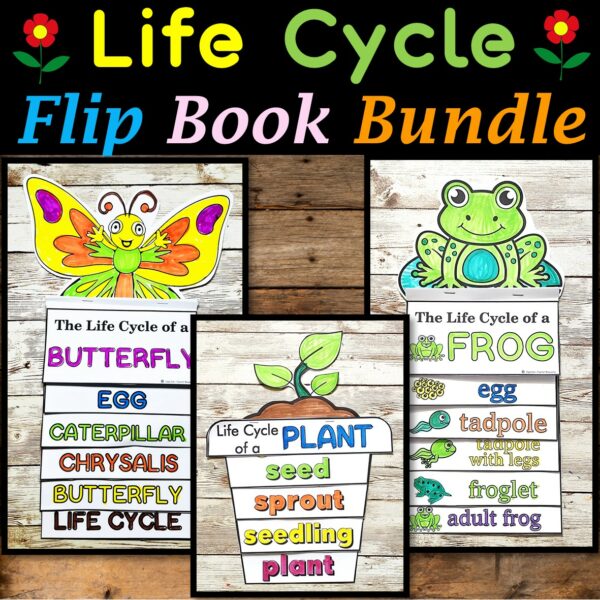 Life Cycle of a Butterfly, Frog & Plant Flip Book Craft,Sequencing ...