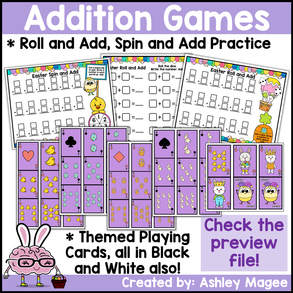 Easter Addition Games and Activities: Holiday Themed Math Center - Made ...