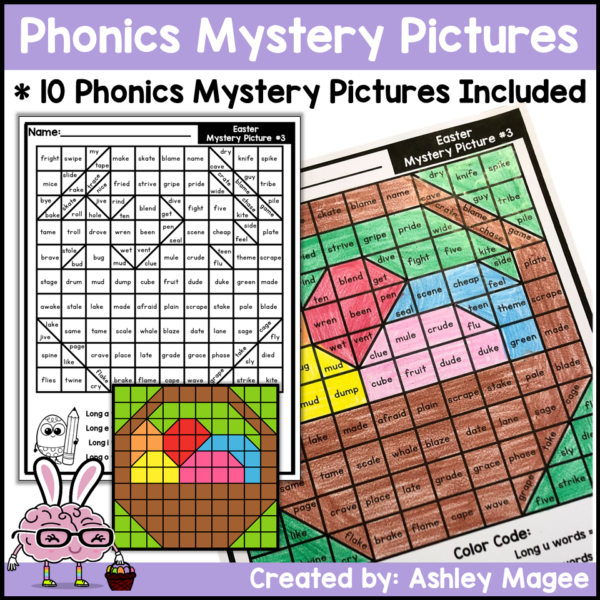 Easter Phonics Mystery Pictures Short, Long Vowels, Blends, Digraphs ...