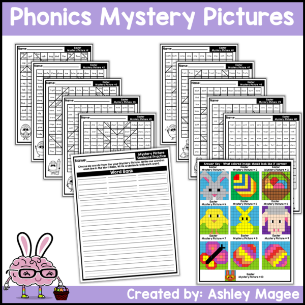 Easter Phonics Mystery Pictures Short, Long Vowels, Blends, Digraphs ...
