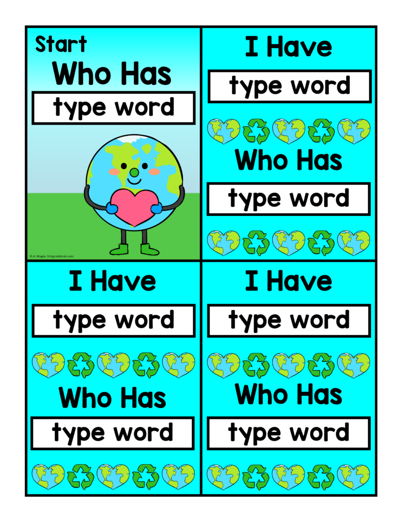 Earth Day I Have, Who Has Ready-to-Print Game and Editable Template ...