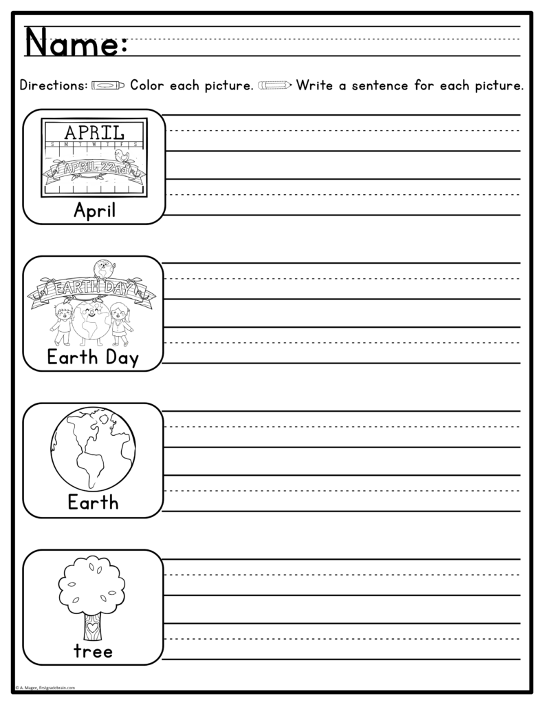 Simply Sentences - Earth Day - No Prep Sentence Writing Center or ...