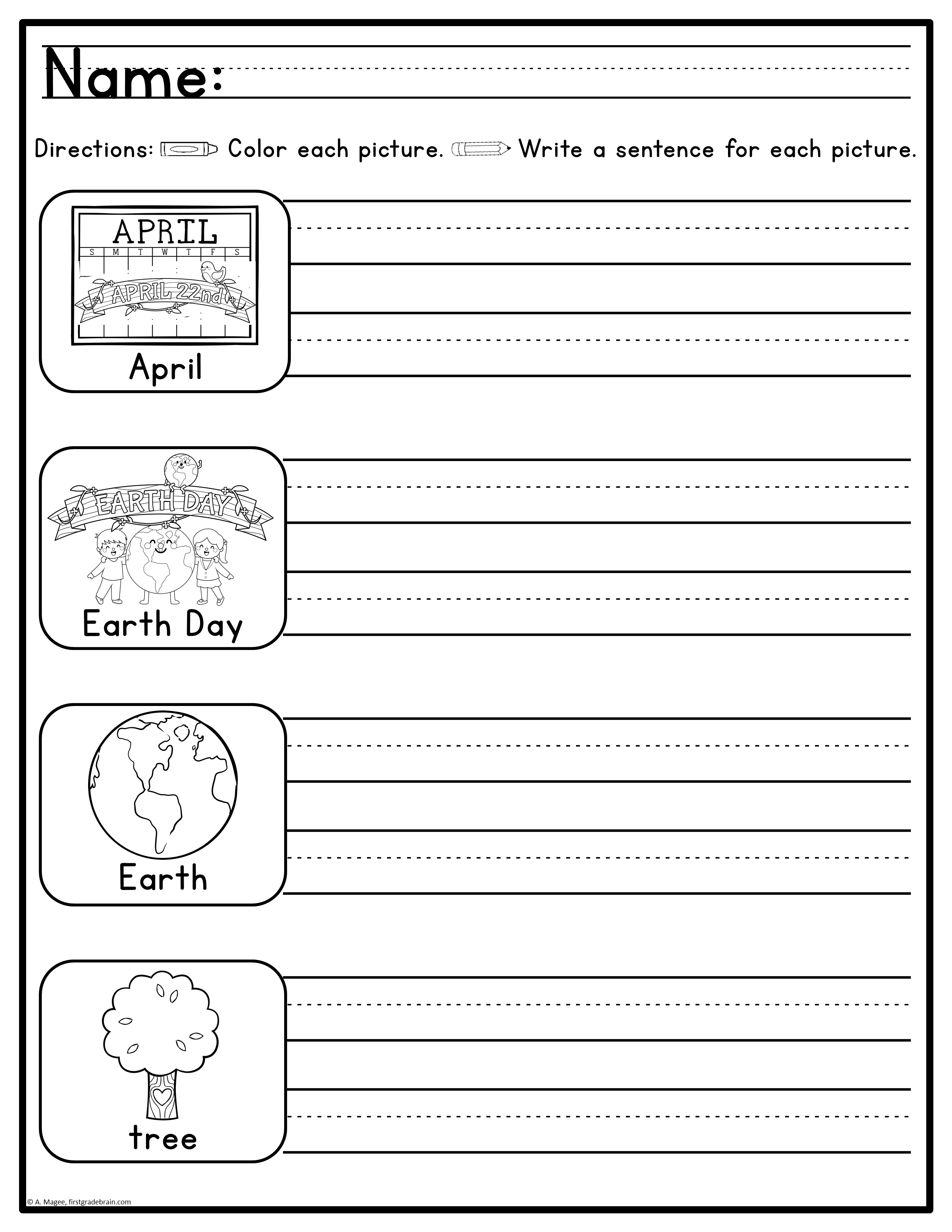 Simply Sentences - Earth Day - No Prep Sentence Writing Center or ...