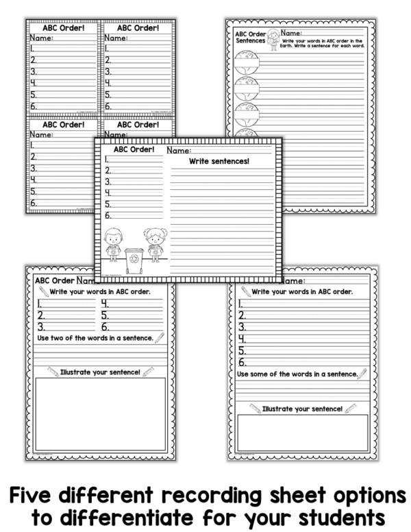 Earth Day ABC Order Center/Station with differentiation options | Made ...