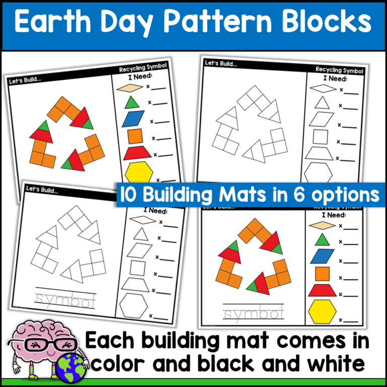Let's Build - Earth Day Pattern Block Mats and Task Cards Center | Made ...
