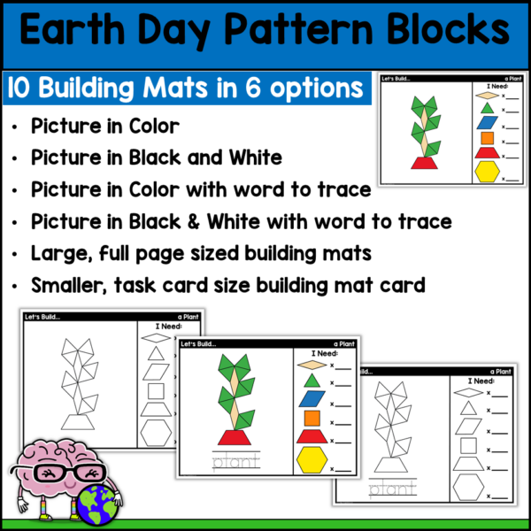 Let's Build - Earth Day Pattern Block Mats and Task Cards Center | Made ...