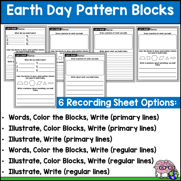 Let's Build - Earth Day Pattern Block Mats and Task Cards Center | Made ...