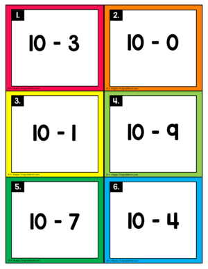 Math Scoot! Subtracting from 10 - Made By Teachers