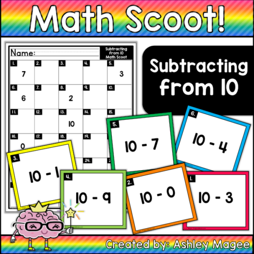 Math Scoot! Subtracting from 10 - Made By Teachers