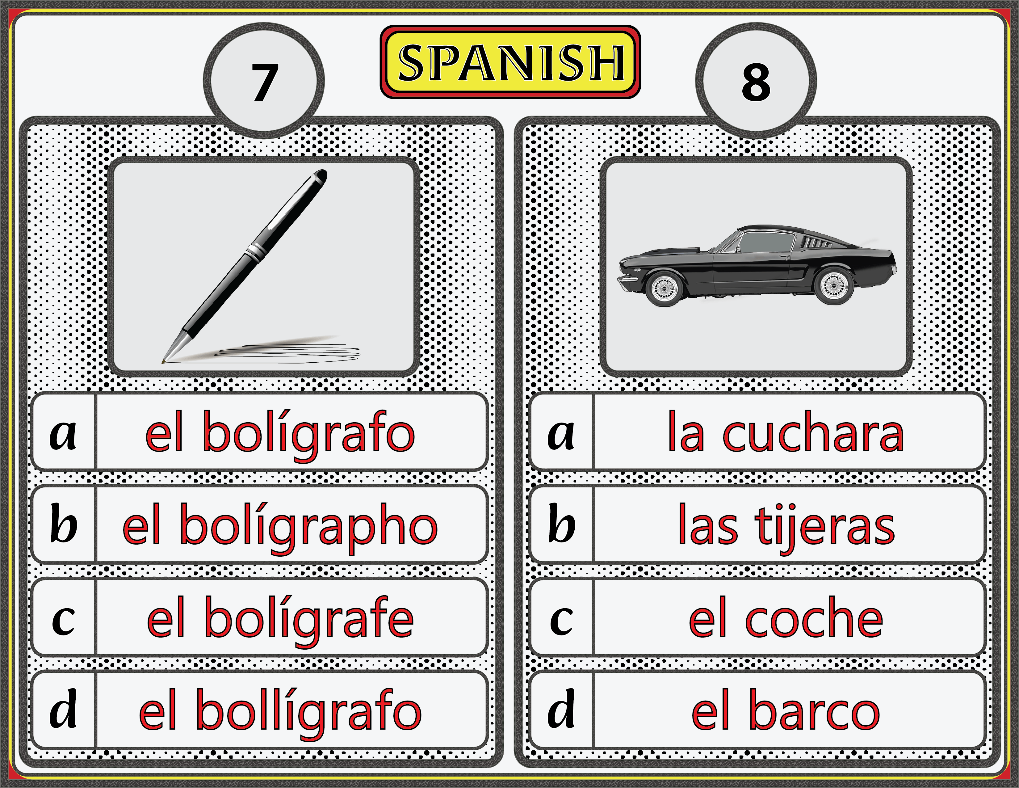 Spanish Task Cards - Everyday Objects - Made By Teachers