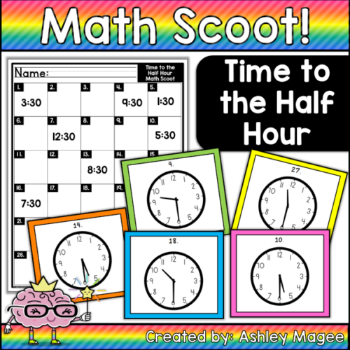 Math Scoot! Time to the Half Hour (Reading an analog clock) | Made By ...