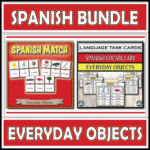 Spanish Match & Task Cards - Everyday Objects Bundle | Made By Teachers
