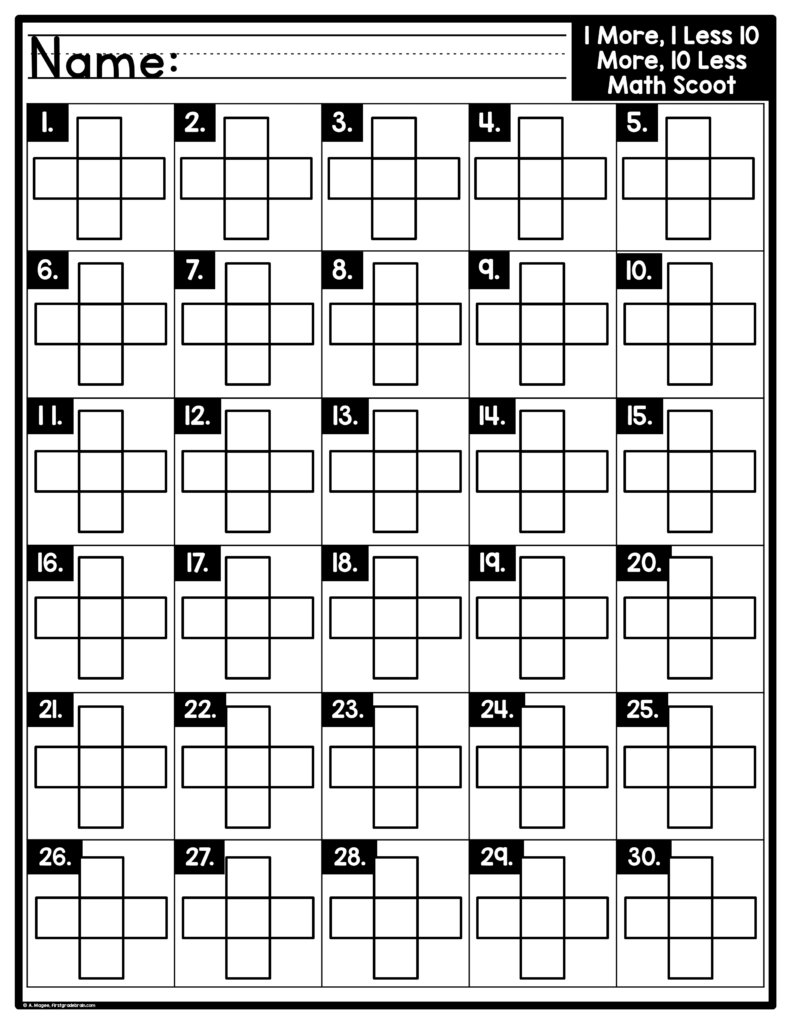 Math Scoot! 1 More, 1 Less and 10 More, 10 Less - Made By Teachers