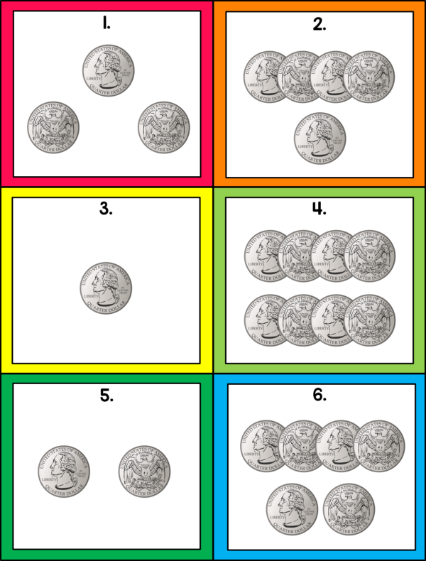 Math Scoot! Counting Money - Quarters (up to $3.00) - Made By Teachers