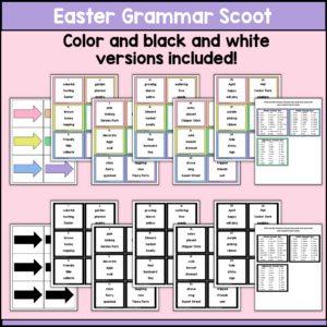 Easter Grammar Scoot Game Task Card Center Nouns Verbs and Adjectives ...