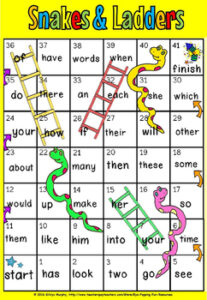 sight word snakes and ladders game - Made By Teachers