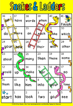sight word snakes and ladders game | Made By Teachers