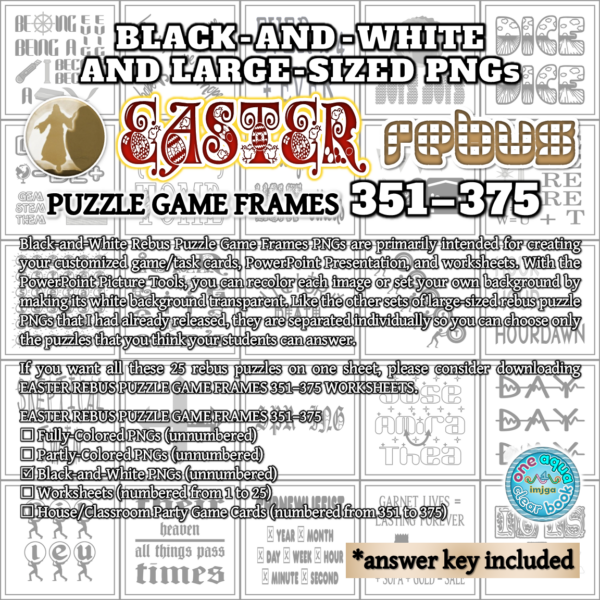 Black-&-White EASTER Rebus PNGs 351–375 | Made By Teachers