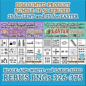 Black-and-White Rebus Puzzle Frames 101-120 PNGs - Made By Teachers