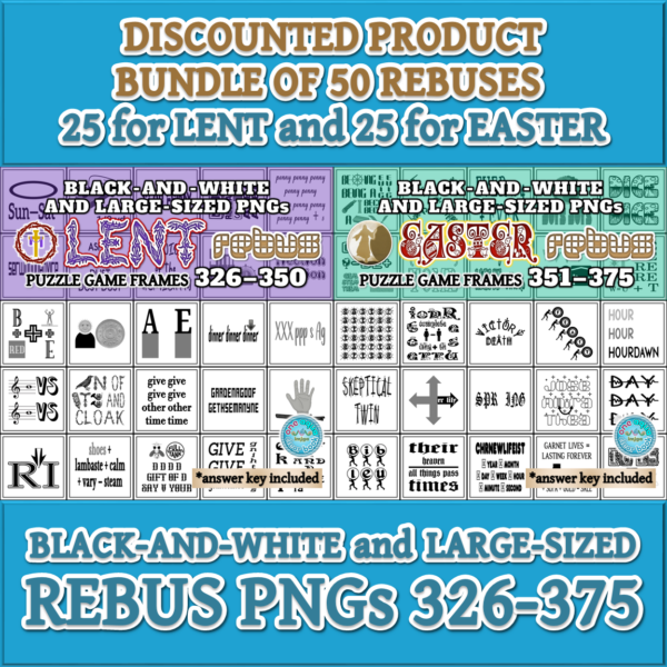 Black-and-White Rebus Puzzle Frames 101-120 PNGs - Made By Teachers