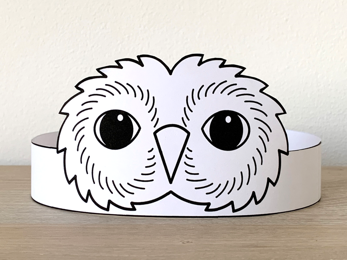 Snowy owl Paper Crown Printable Coloring Craft | Made By Teachers