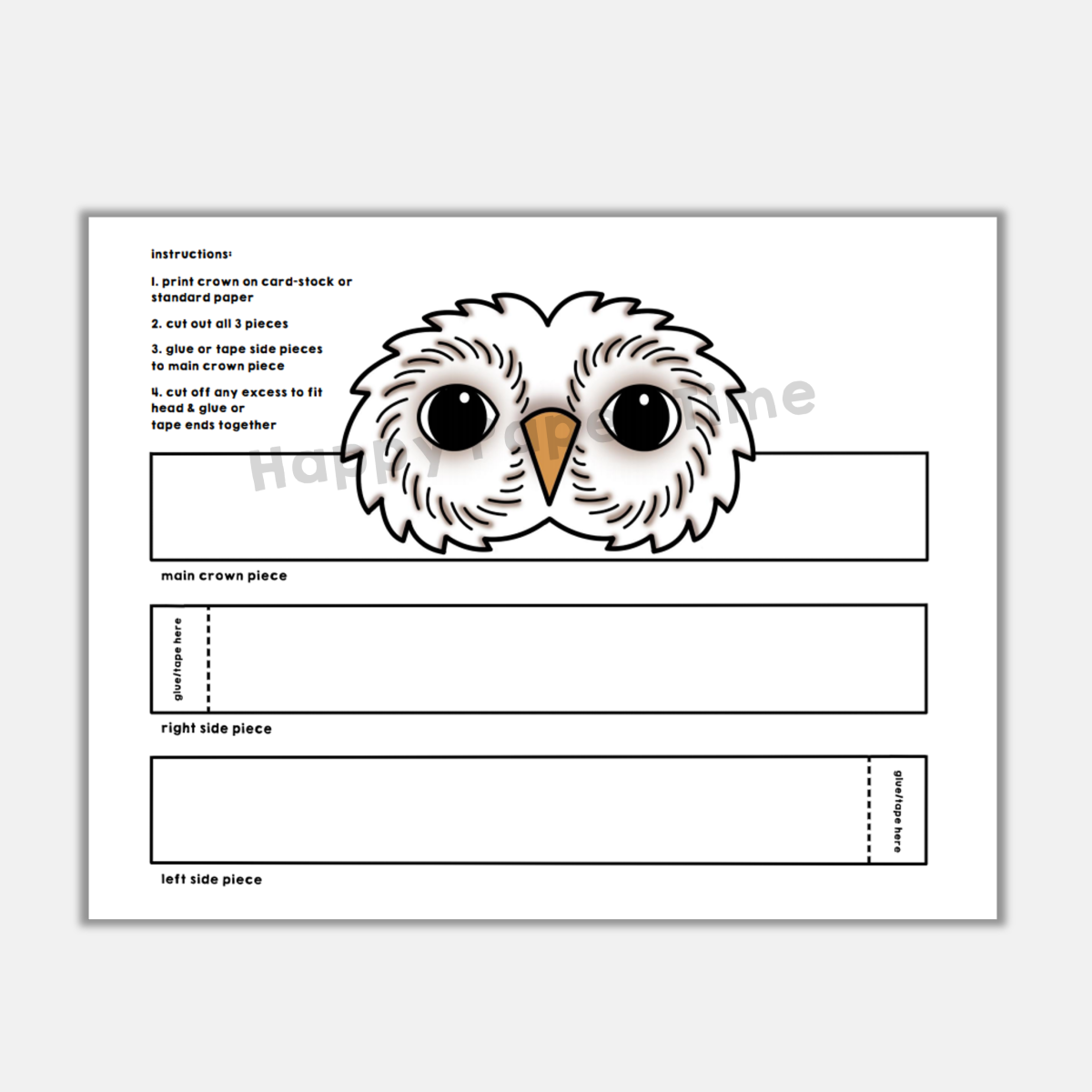 Snowy owl Paper Crown Printable Costume Craft | Made By Teachers
