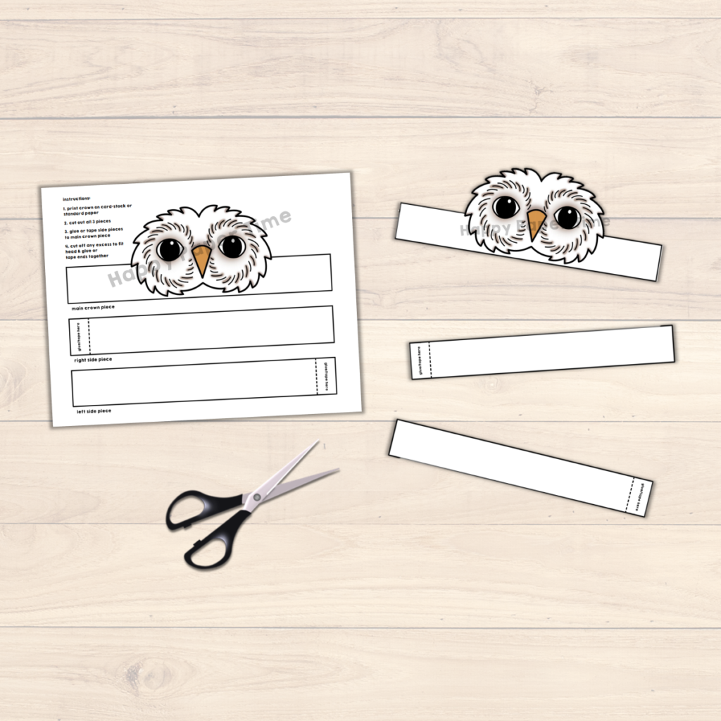 Snowy owl Paper Crown Printable Costume Craft | Made By Teachers