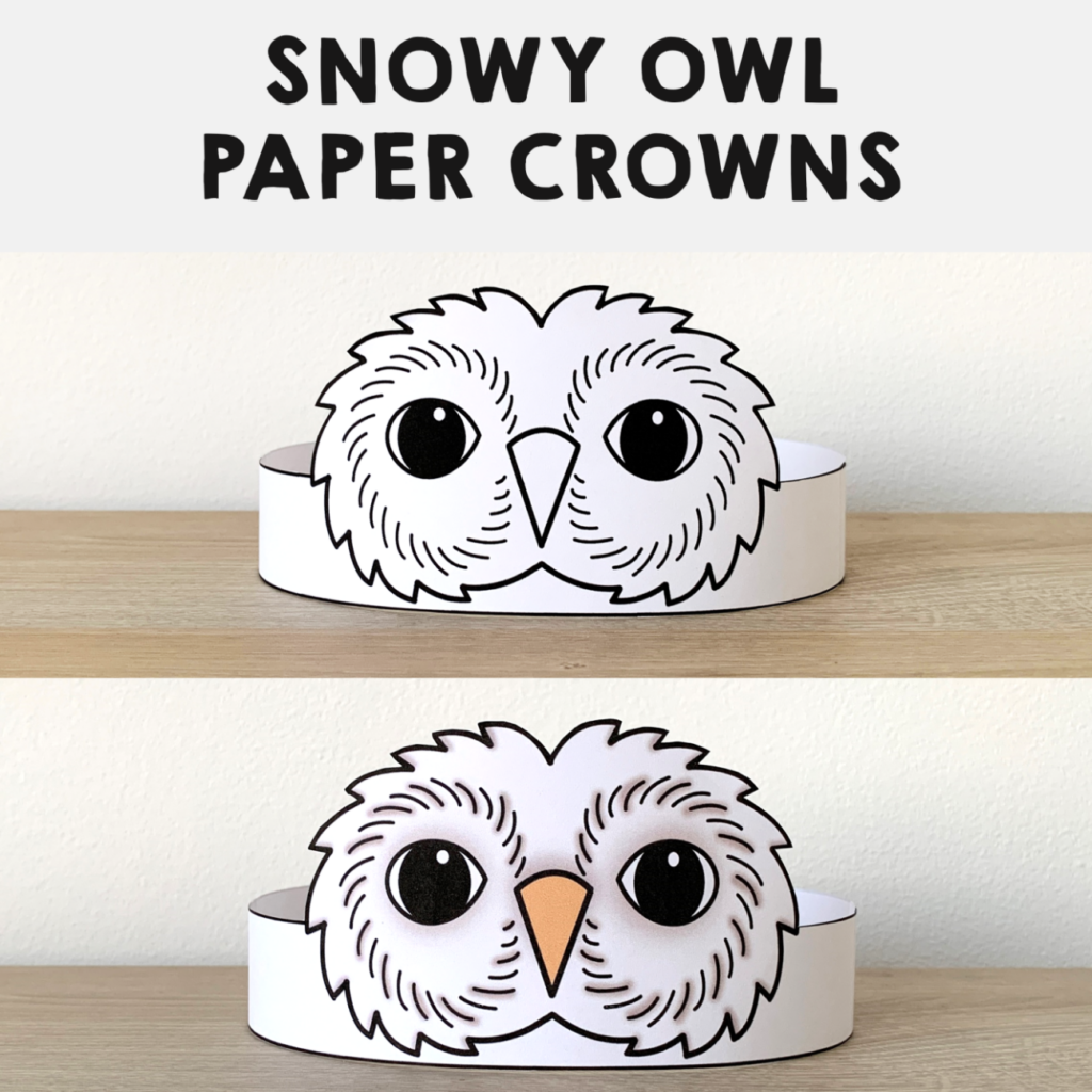 Snowy owl Paper Crowns Printable Coloring Craft | Made By Teachers
