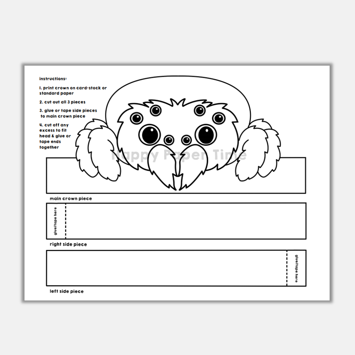 Spider insect Paper Crown Printable Coloring Craft | Made By Teachers