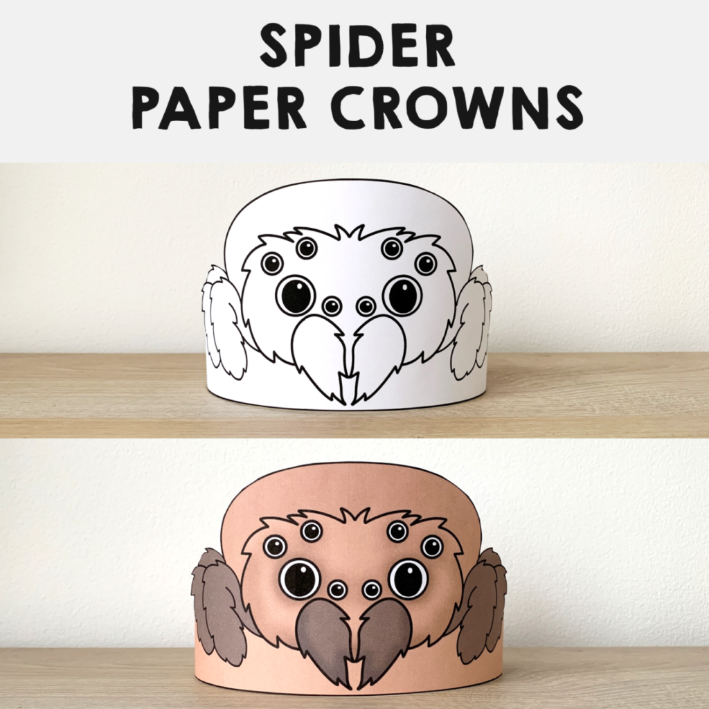 Spider Paper Crowns Printable Coloring Craft | Made By Teachers