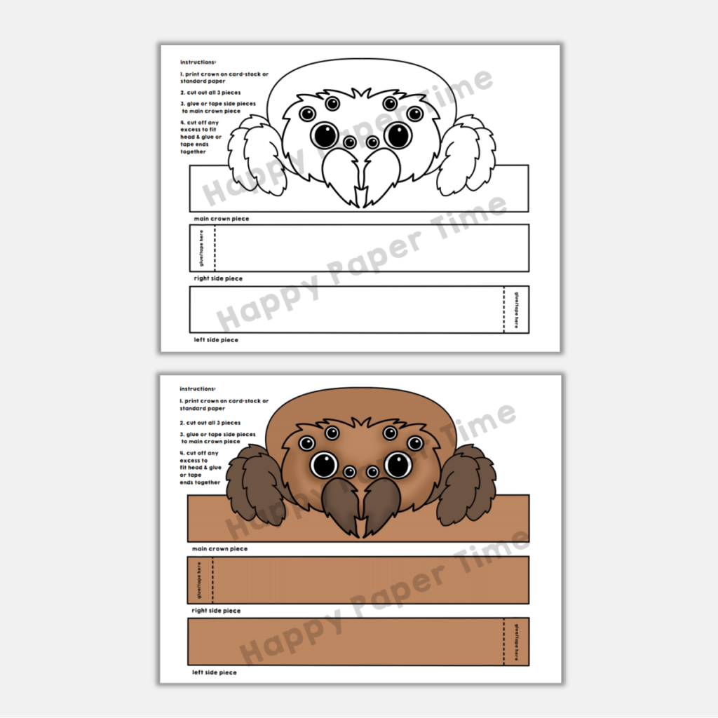 Spider Paper Crowns Printable Coloring Craft - Made By Teachers