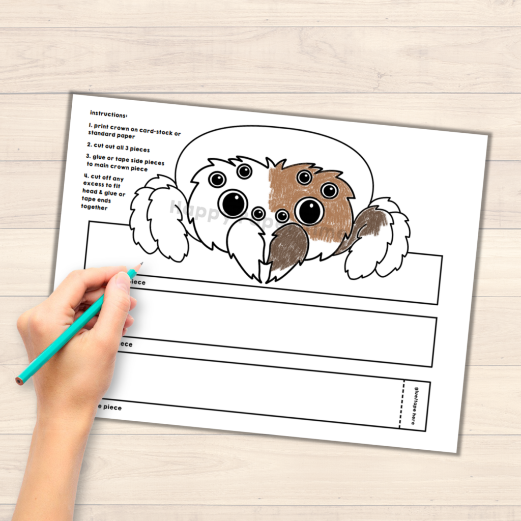 Spider Paper Crowns Printable Coloring Craft - Made By Teachers