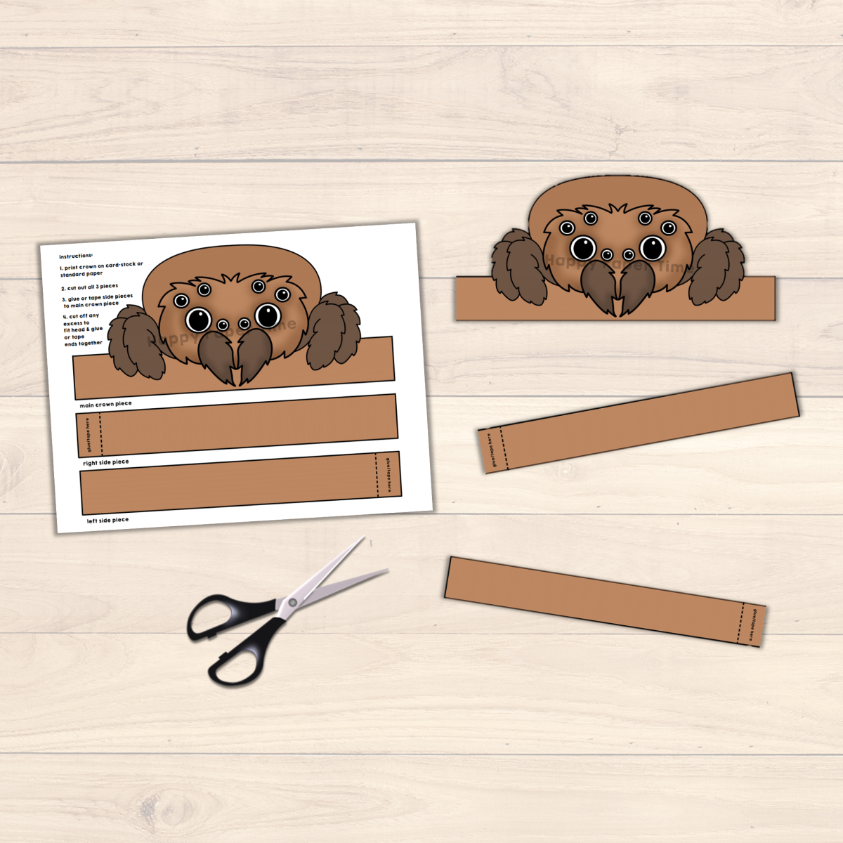 Spider Paper Crowns Printable Coloring Craft - Made By Teachers