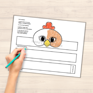 Chicken Paper Crown Printable Farm Coloring Craft | Made By Teachers
