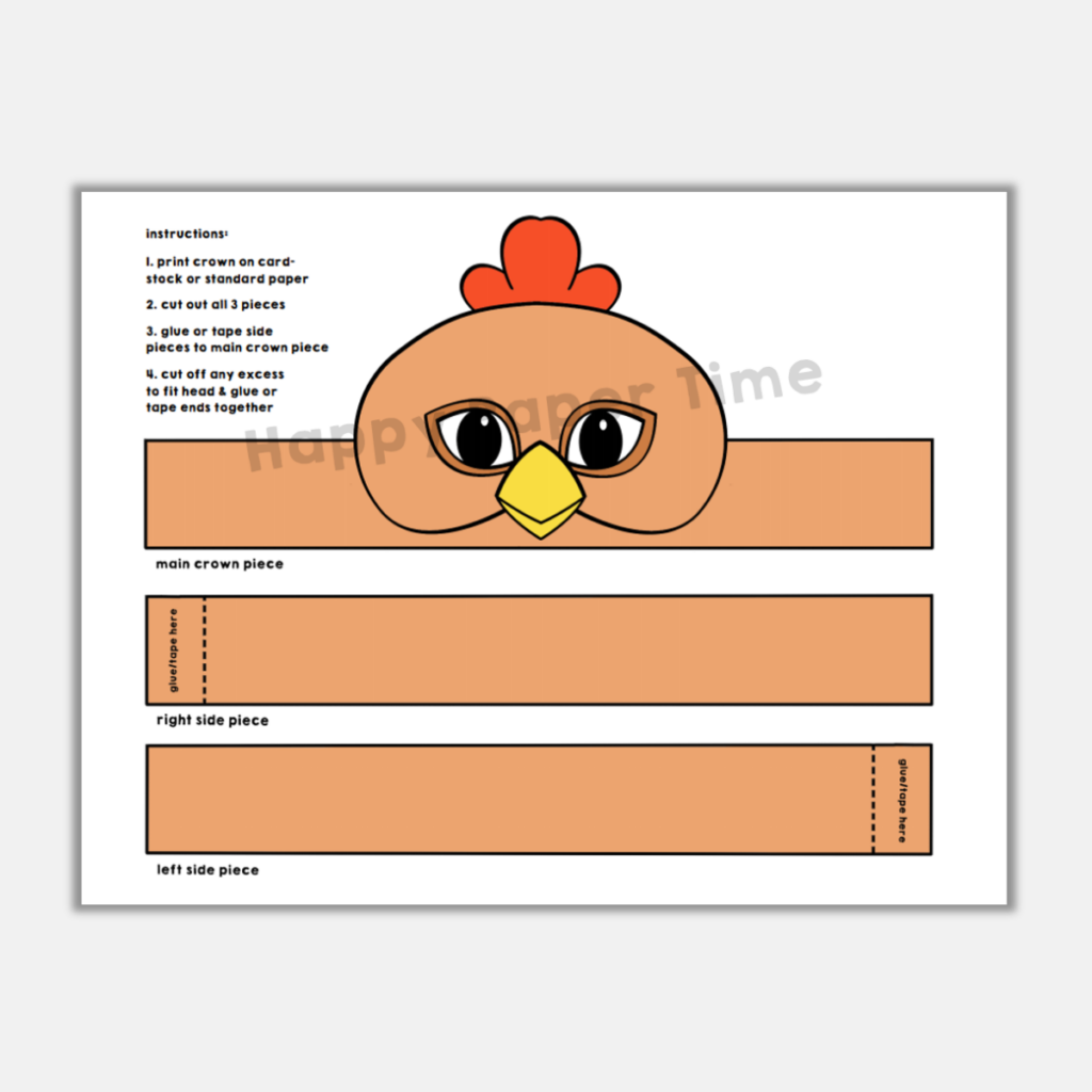 Chicken Paper Crown Printable Farm Costume Craft | Made By Teachers